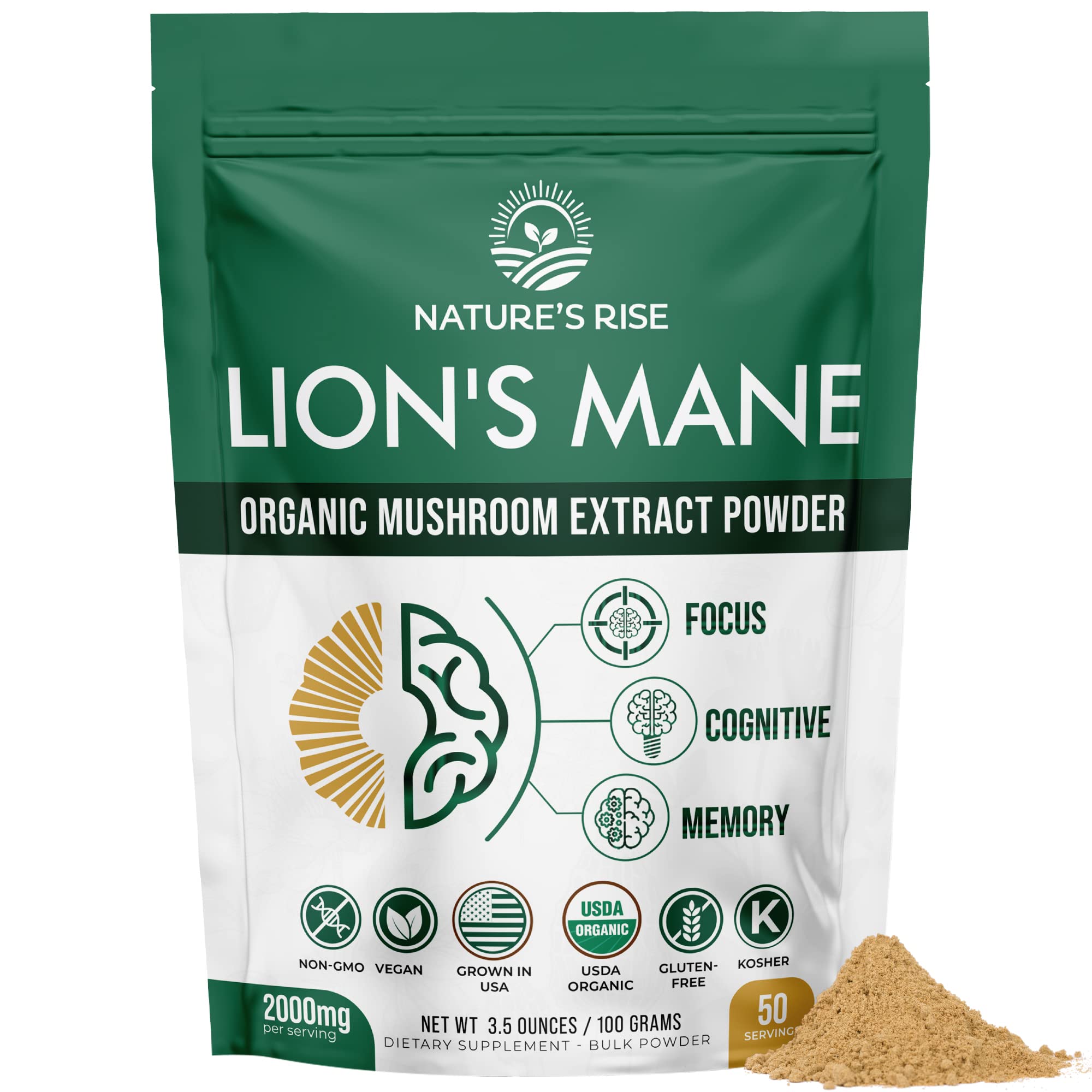 Organic Lions Mane mushroom powder for focus