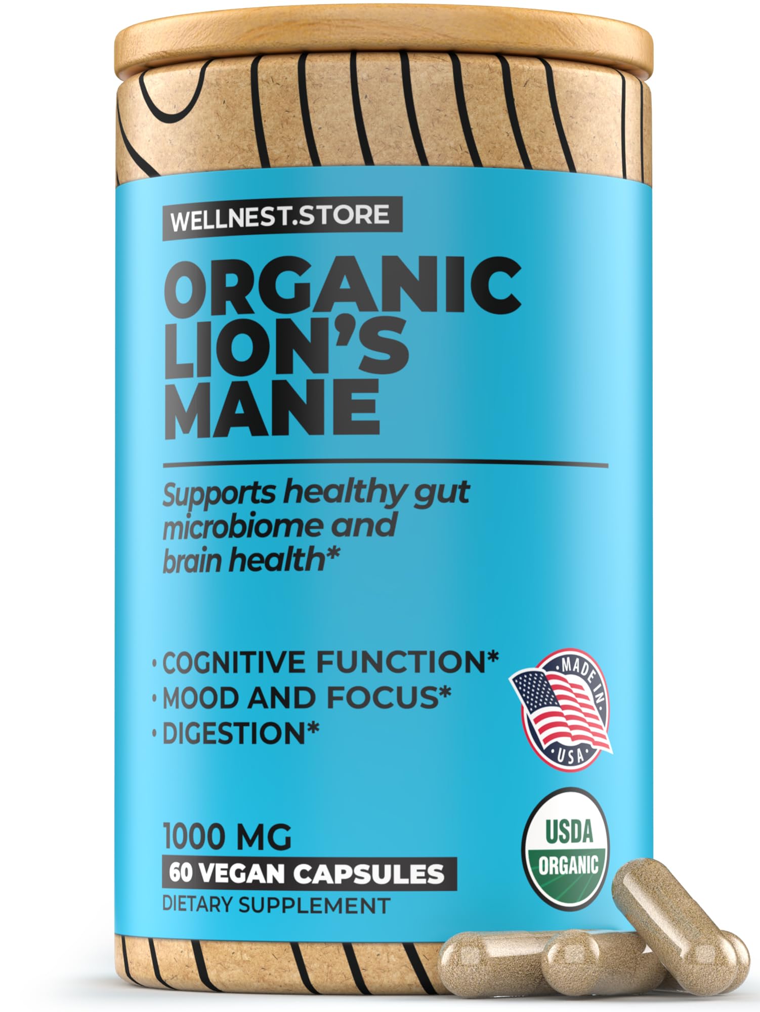 organic lions mane mushroom supplement