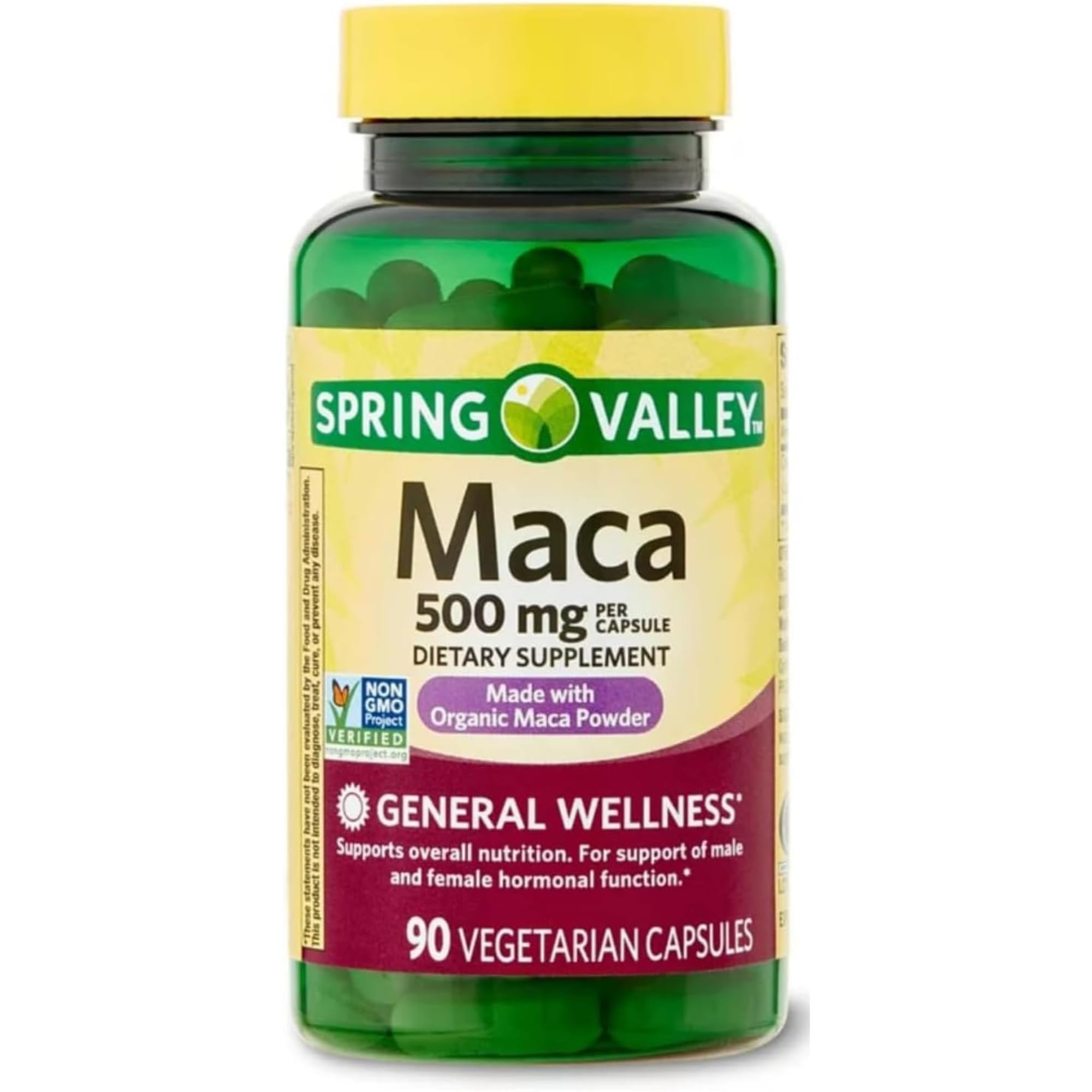 Organic maca root capsules for energy