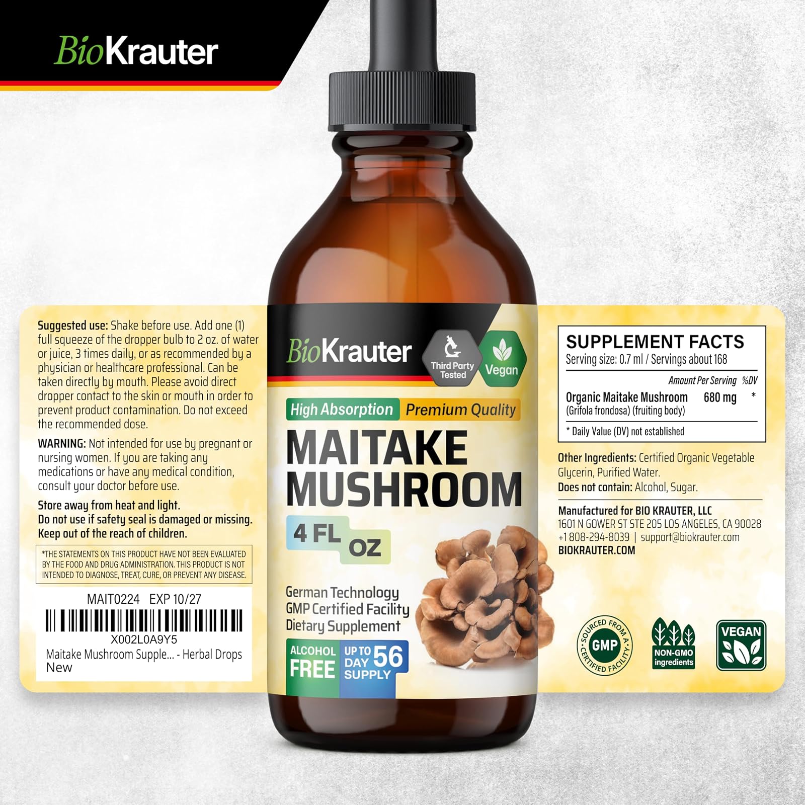 Organic Maitake mushroom herbal remedy