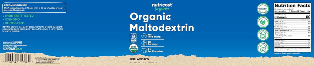 Organic maltodextrin powder for fitness nutrition