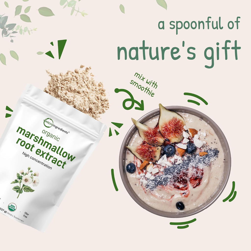 Organic marshmallow root powder for smoothies