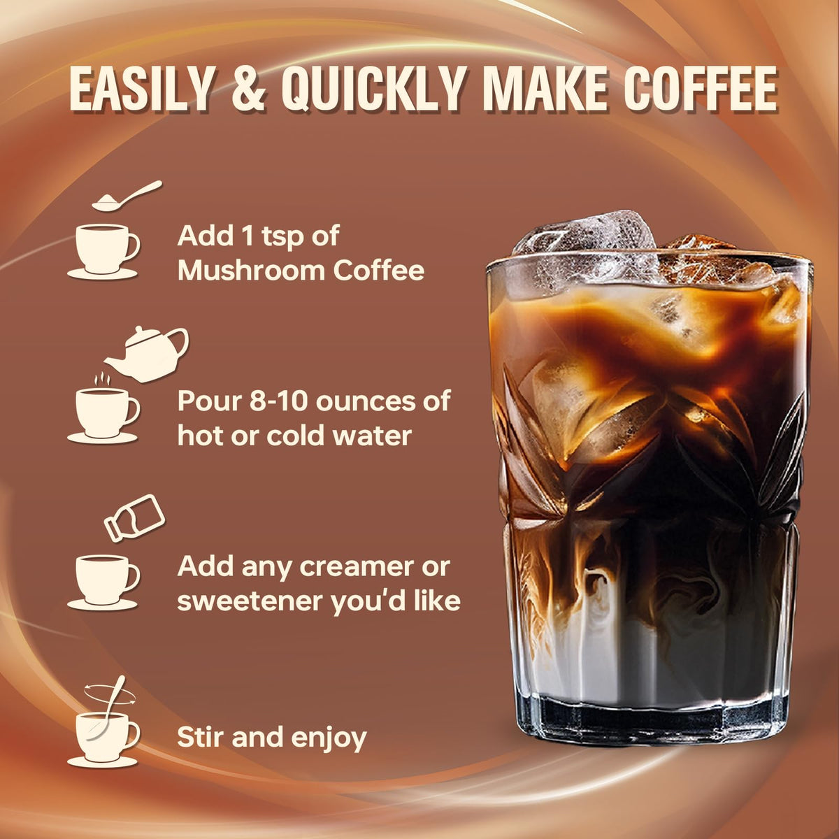 organic medium roast coffee with mushrooms