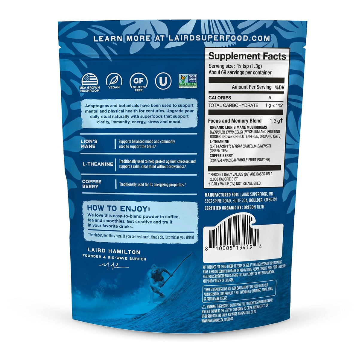 Organic memory-boosting mushroom mix
