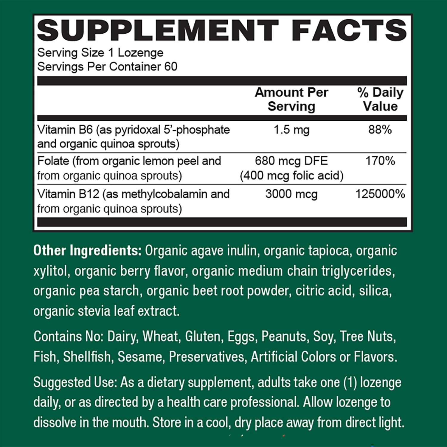 Organic Methylated B vitamins supplement