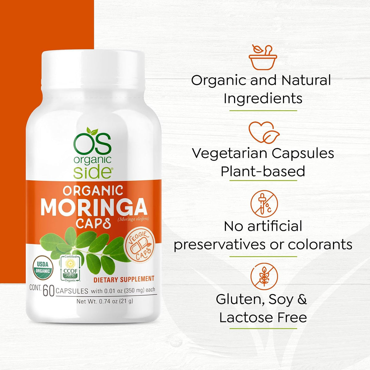 Organic Moringa capsules for daily nutrition