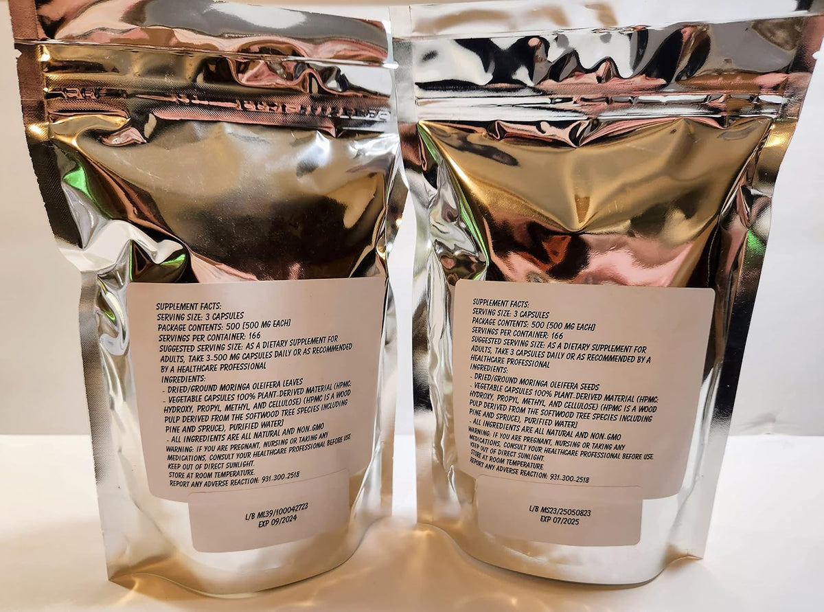 Organic moringa capsules for energy