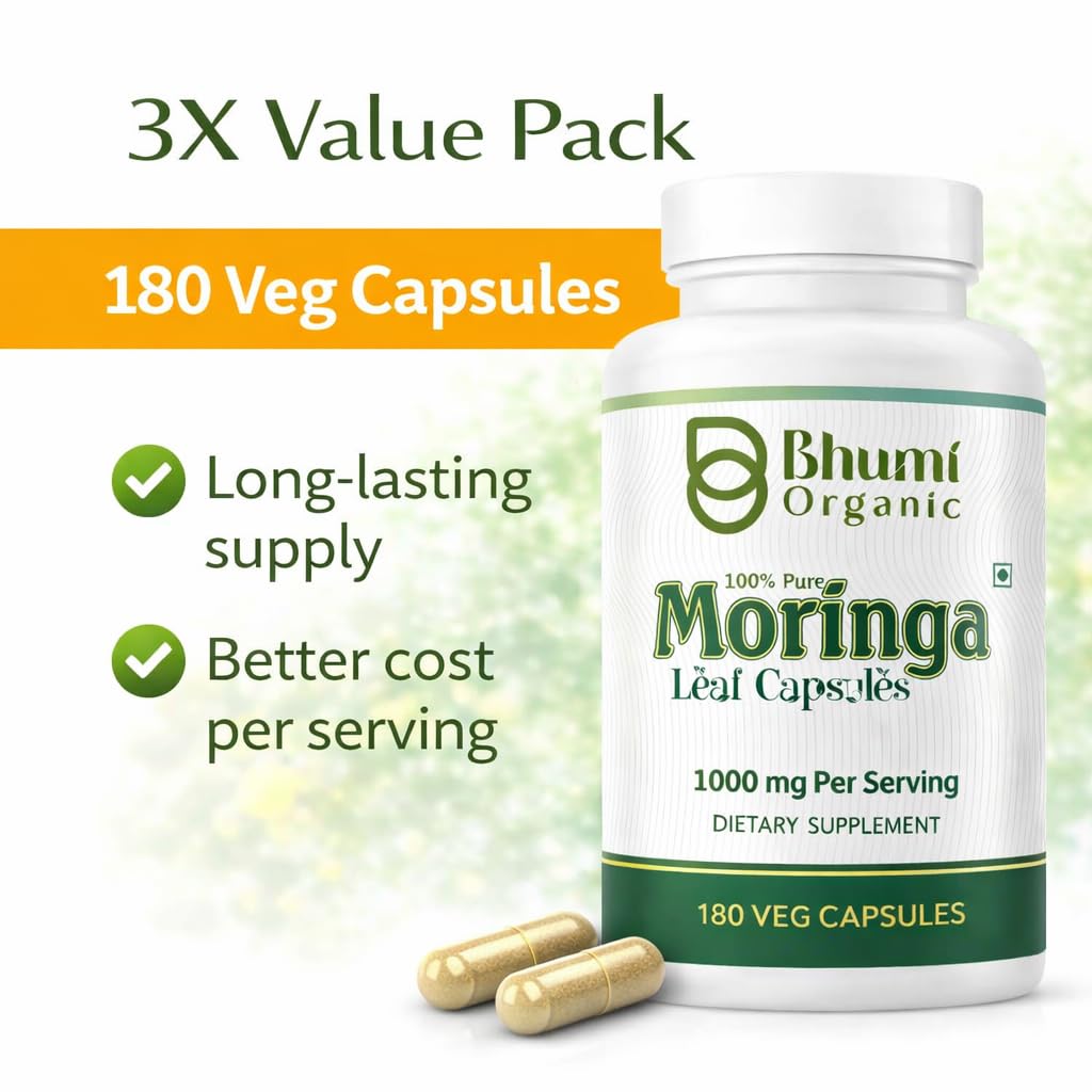 Organic Moringa capsules for energy