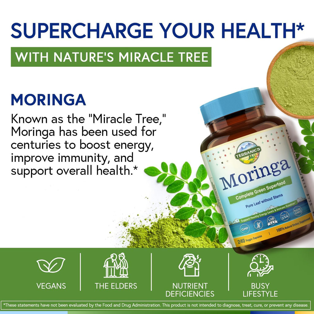 Organic Moringa capsules for nutrition