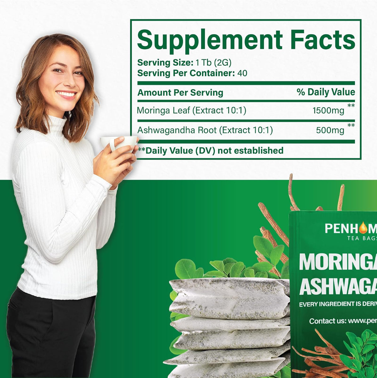 Organic Moringa Leaf Tea with Ashwagandha