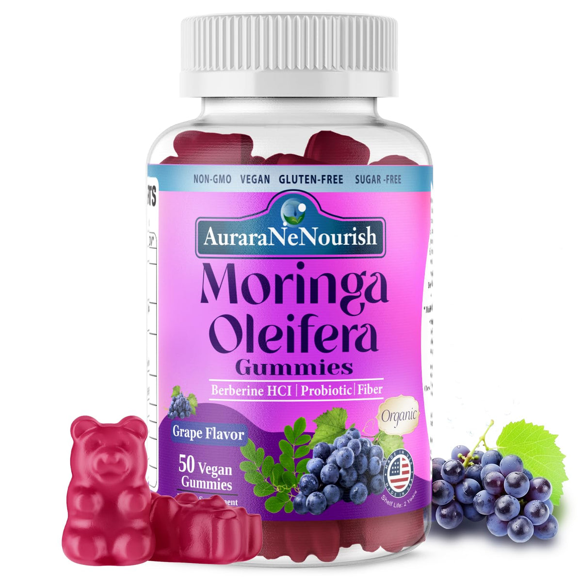 Organic Moringa Oleifera gummies for energy