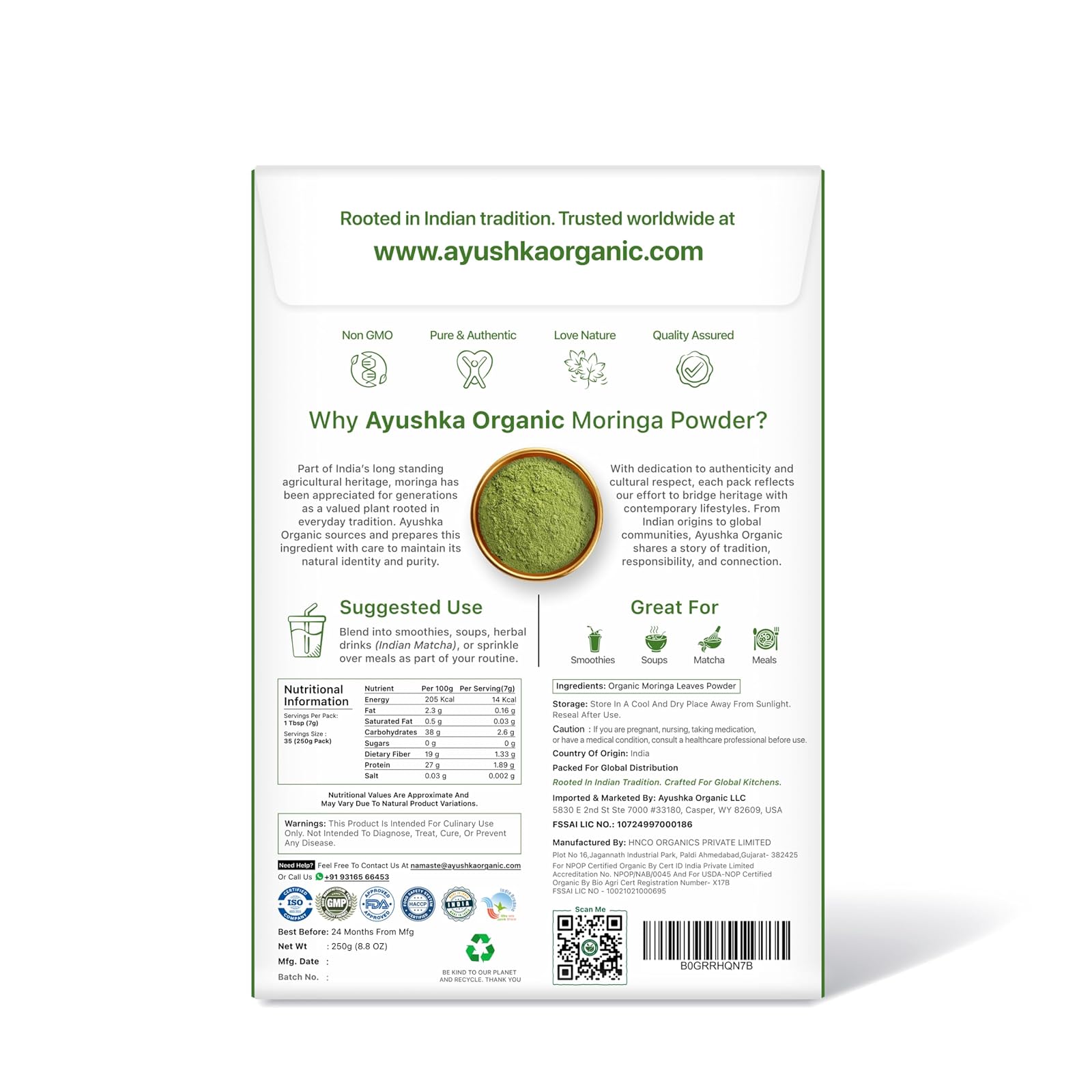 Organic Moringa Powder for energy boost