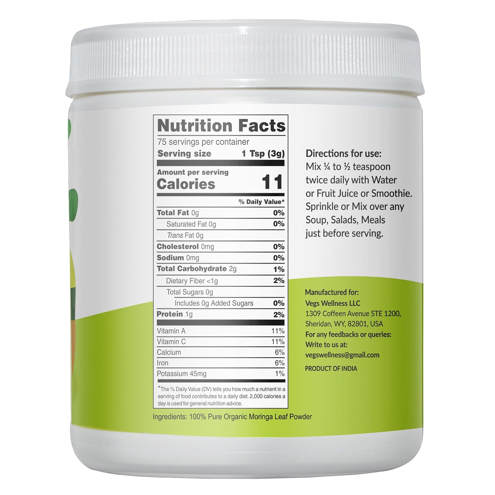 Organic Moringa powder for smoothies