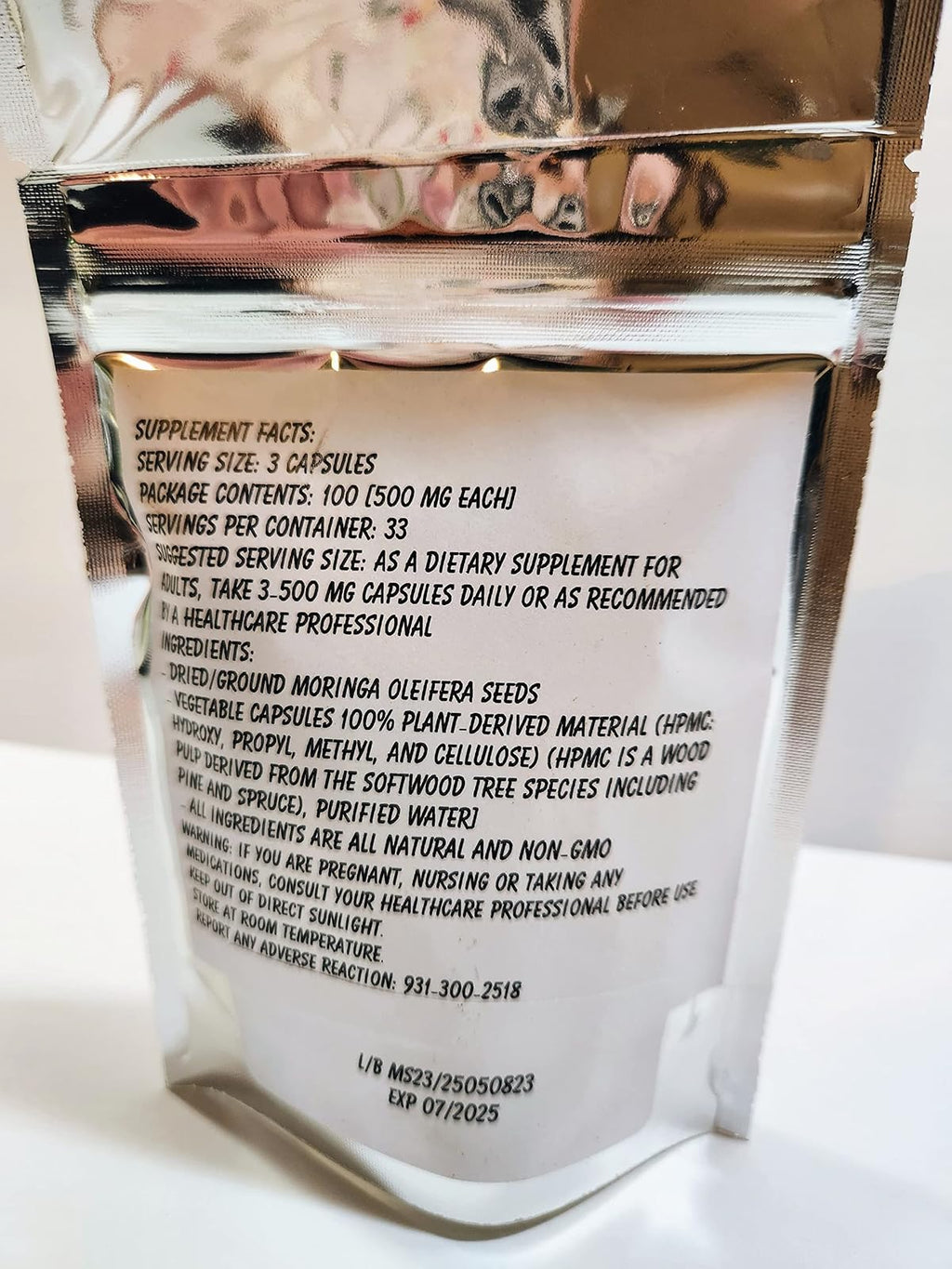 Organic Moringa seed powder supplement