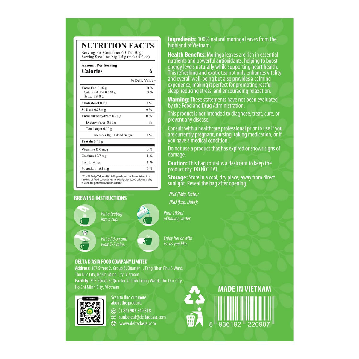 organic Moringa tea for energy