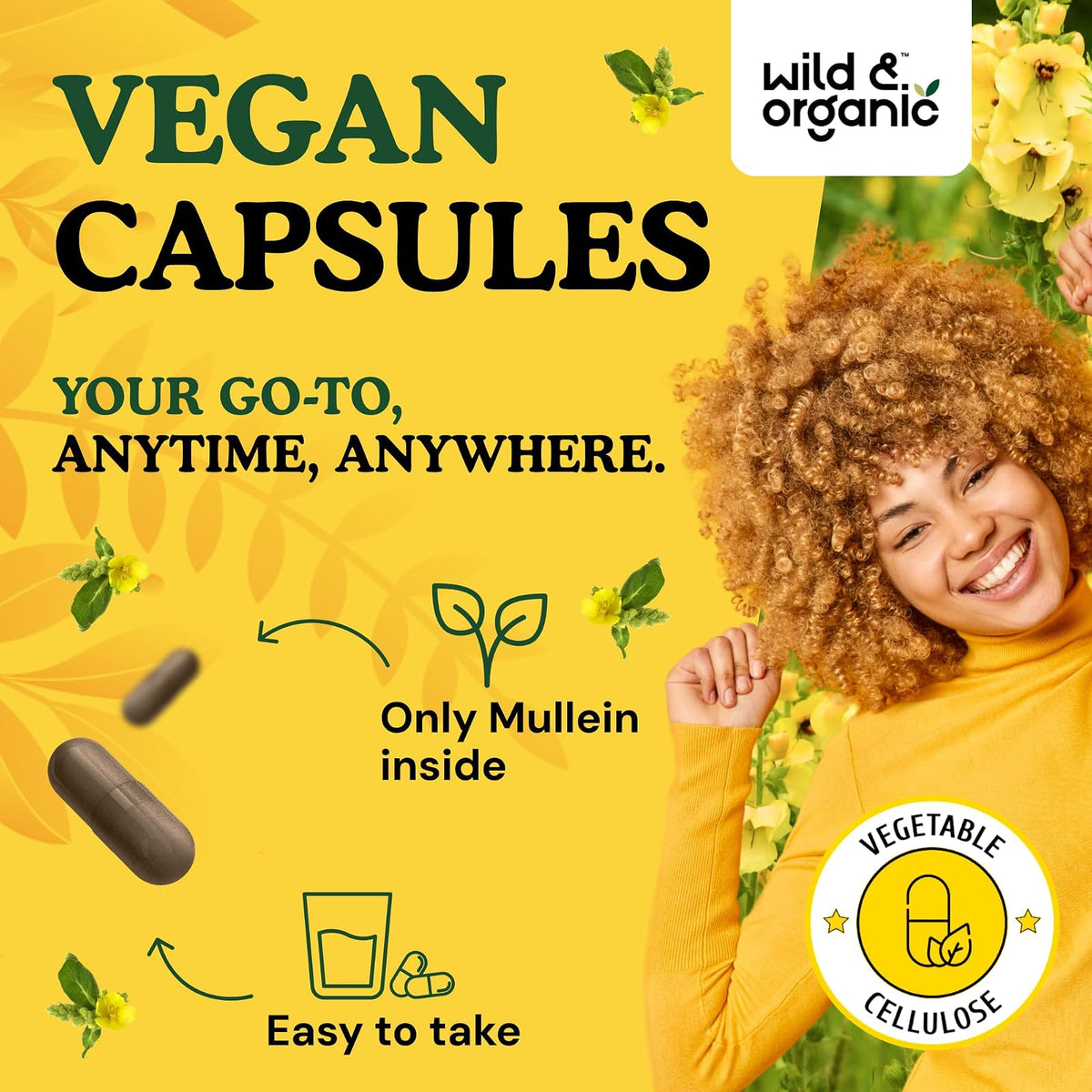 Organic Mullein capsules for healthy lungs