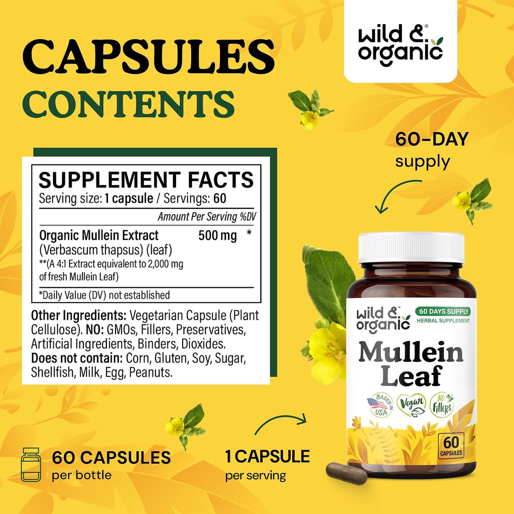 Organic Mullein capsules for natural relief