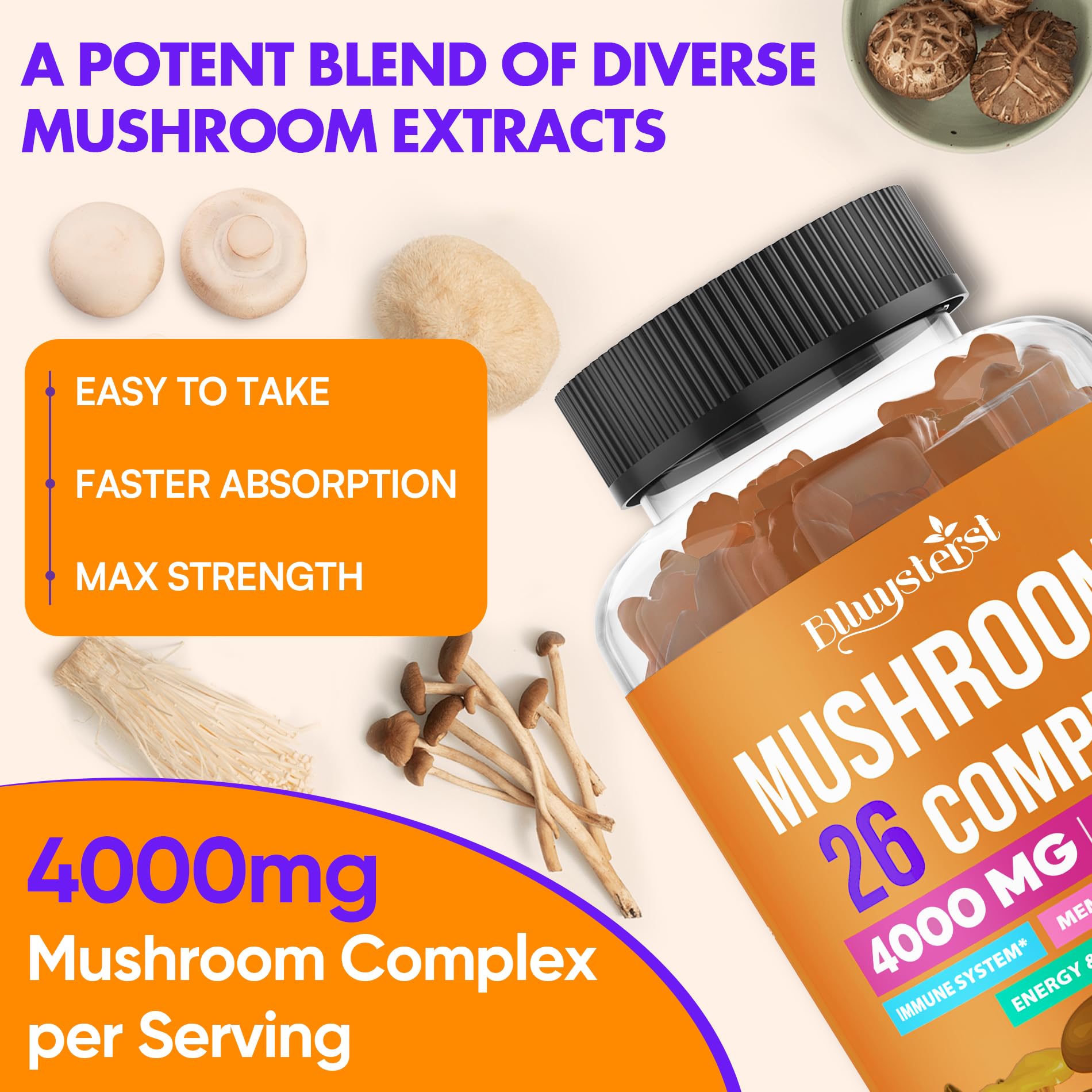 Organic mushroom blend for vitality