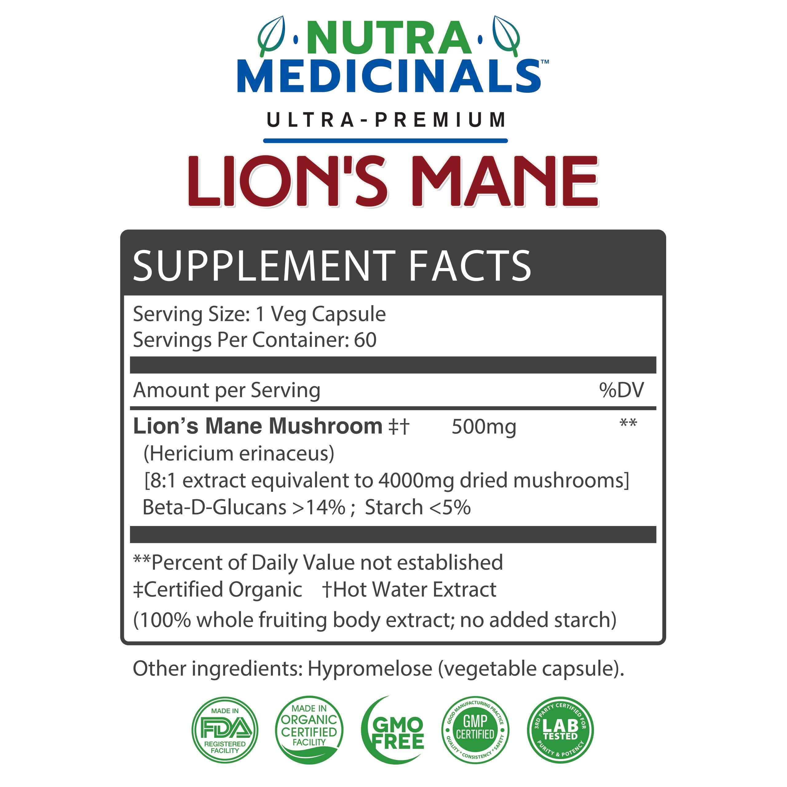 Organic mushroom capsules for cognitive function