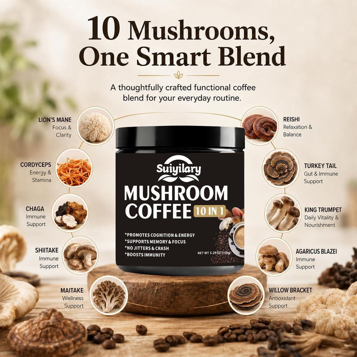 organic mushroom coffee blend for energy