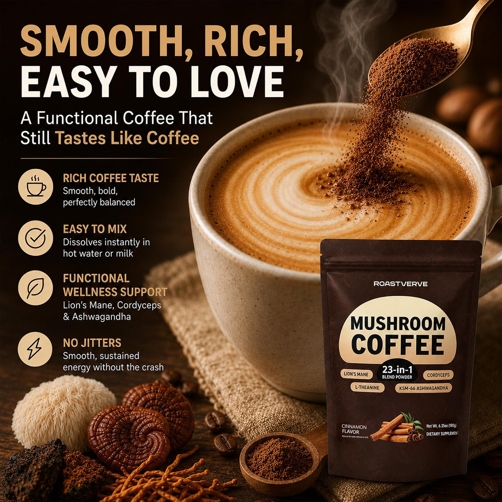 Organic mushroom coffee blend