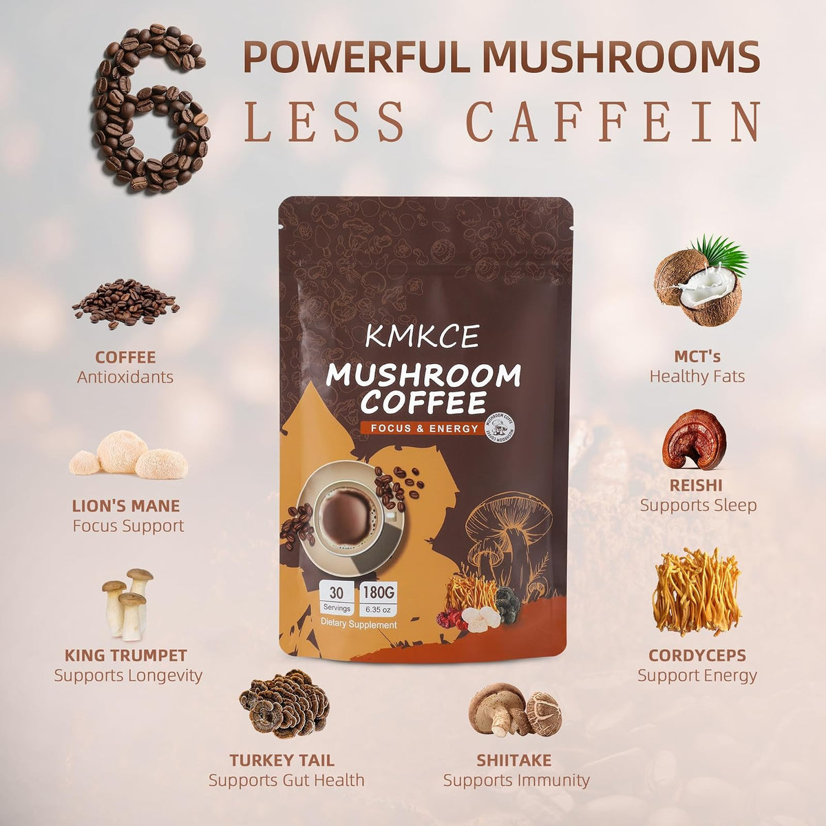 Organic mushroom coffee for energy boost