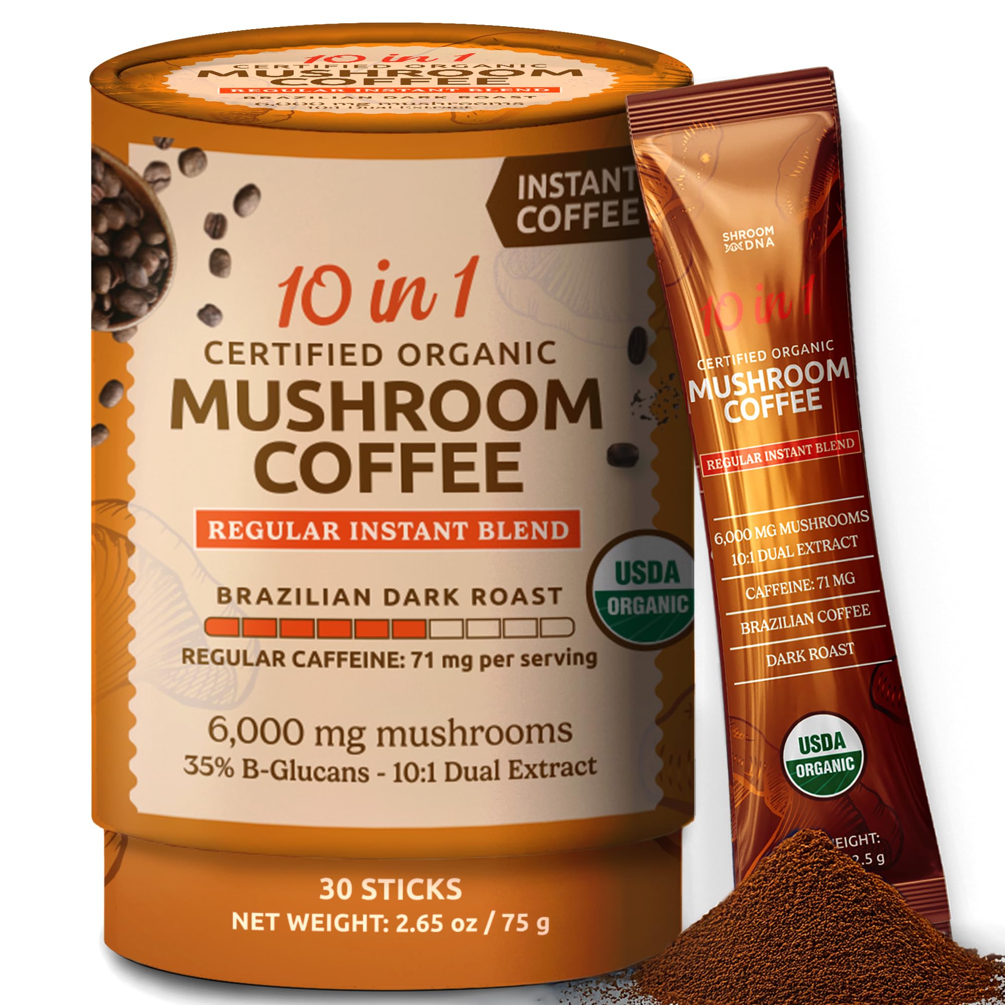 organic mushroom coffee instant sticks