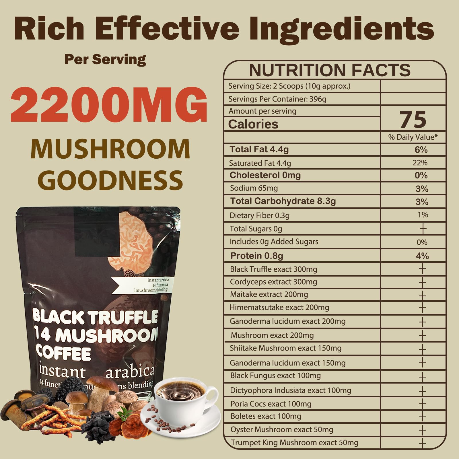 organic mushroom coffee with truffles