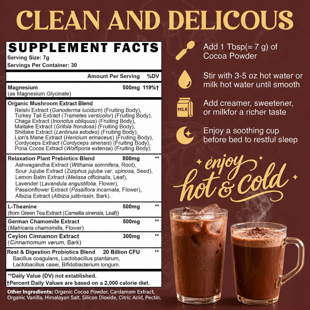 Organic mushroom hot chocolate blend