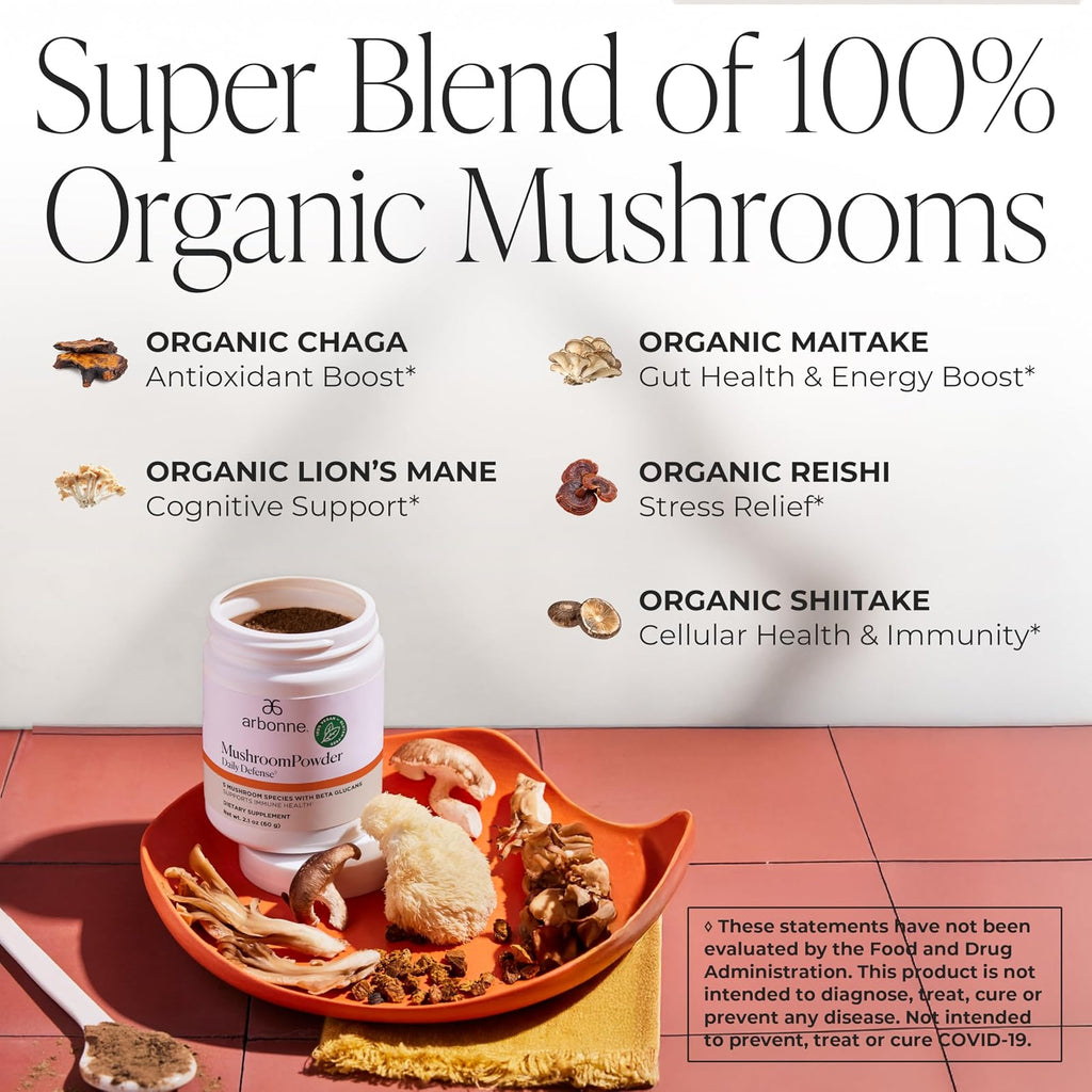 Organic mushroom powder daily supplement