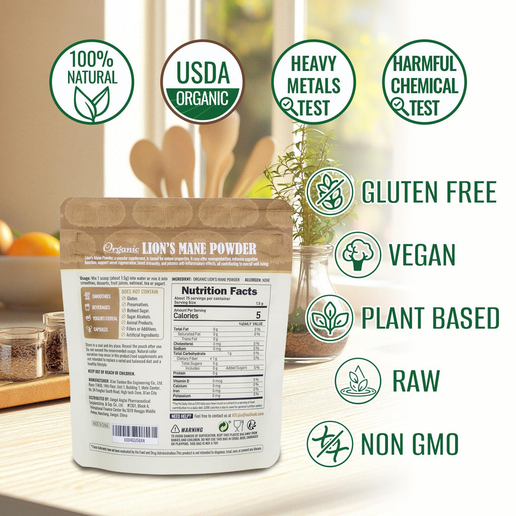 Organic mushroom powder for brain health