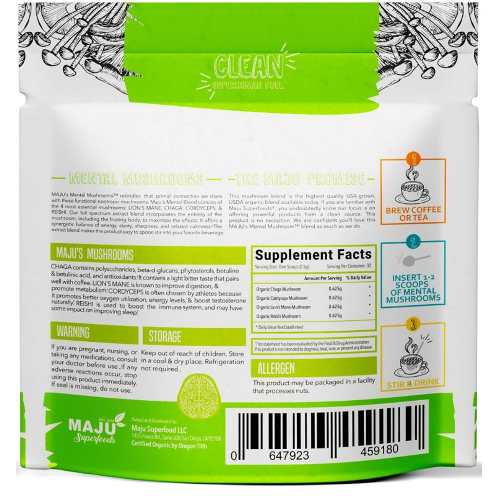 organic mushroom powder for brain