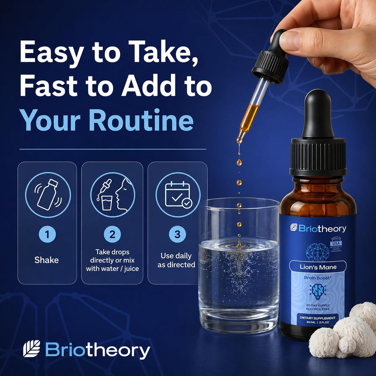 Organic mushroom tincture for enhanced memory
