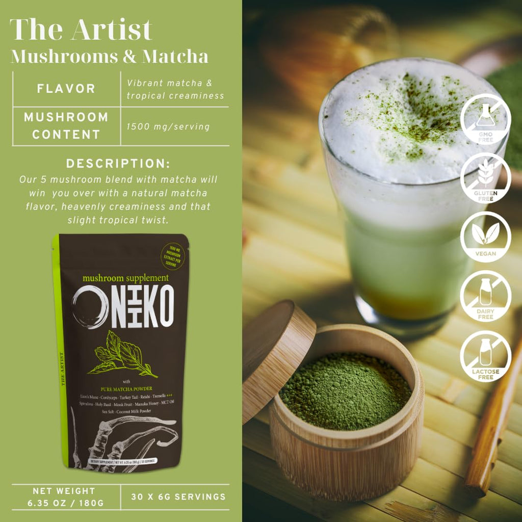 Organic mushrooms in latte form