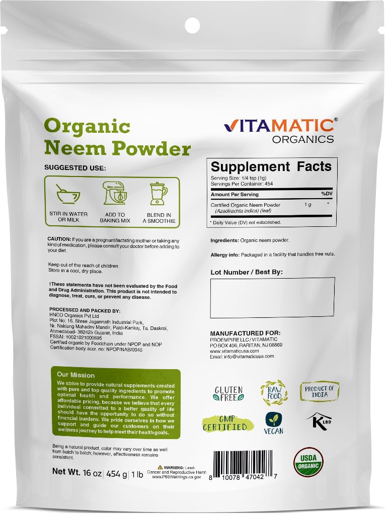 Organic neem leaf powder for wellness
