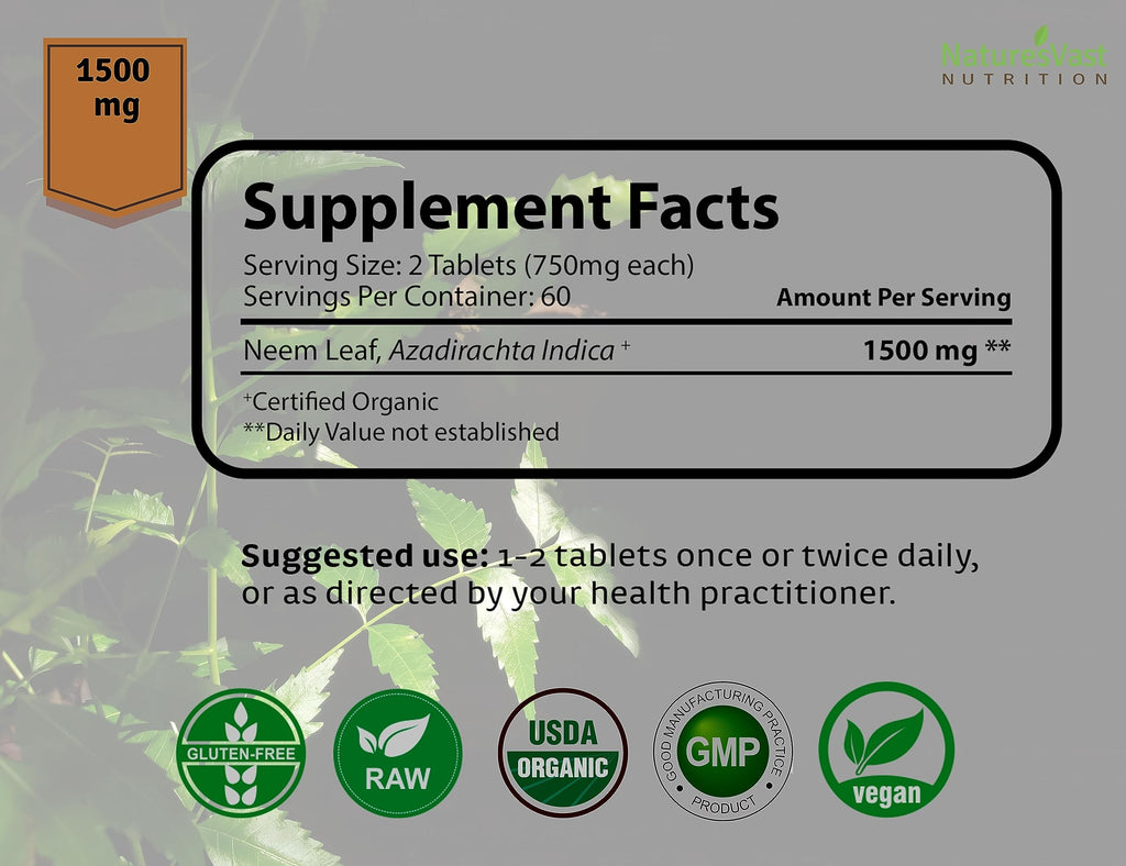 Organic neem tablets for wellness