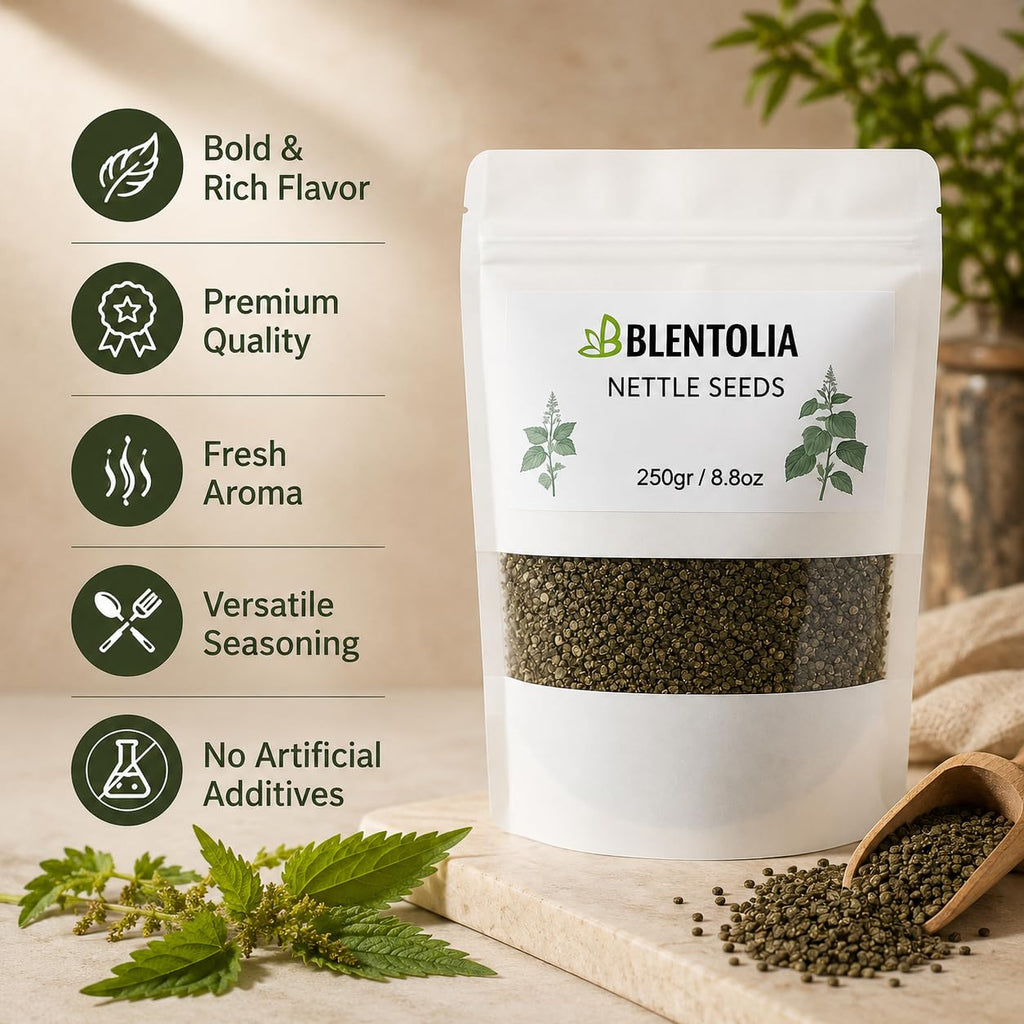 Organic nettle seeds in resealable bag