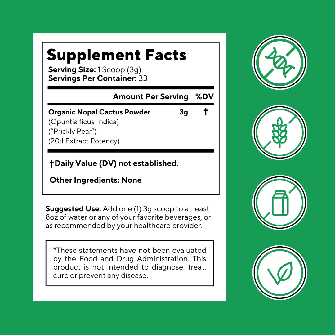 Organic nopal cactus for immune support