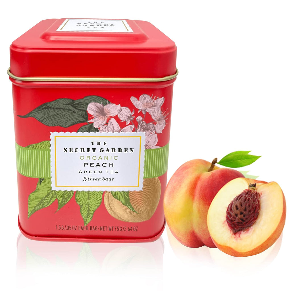 Organic Peach Ceylon Green Tea packets