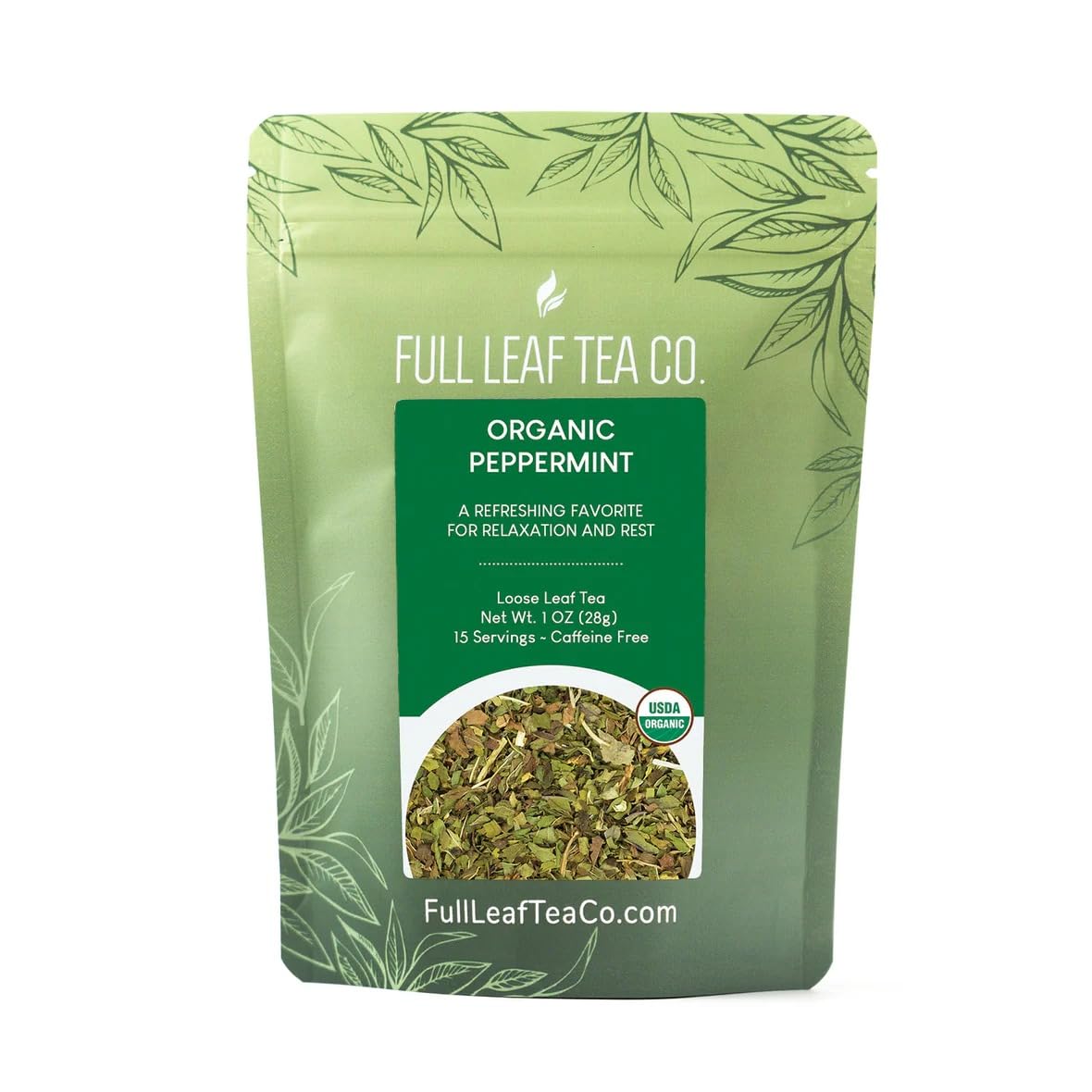 organic peppermint herbal tea bag