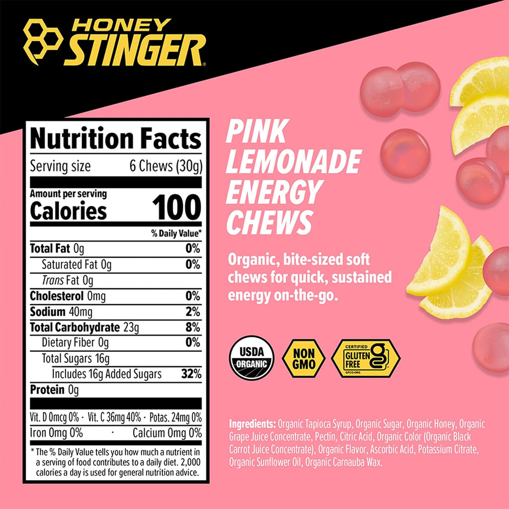 Organic pink lemonade energy chews