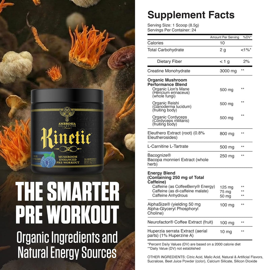 organic pre-workout powder with mushrooms