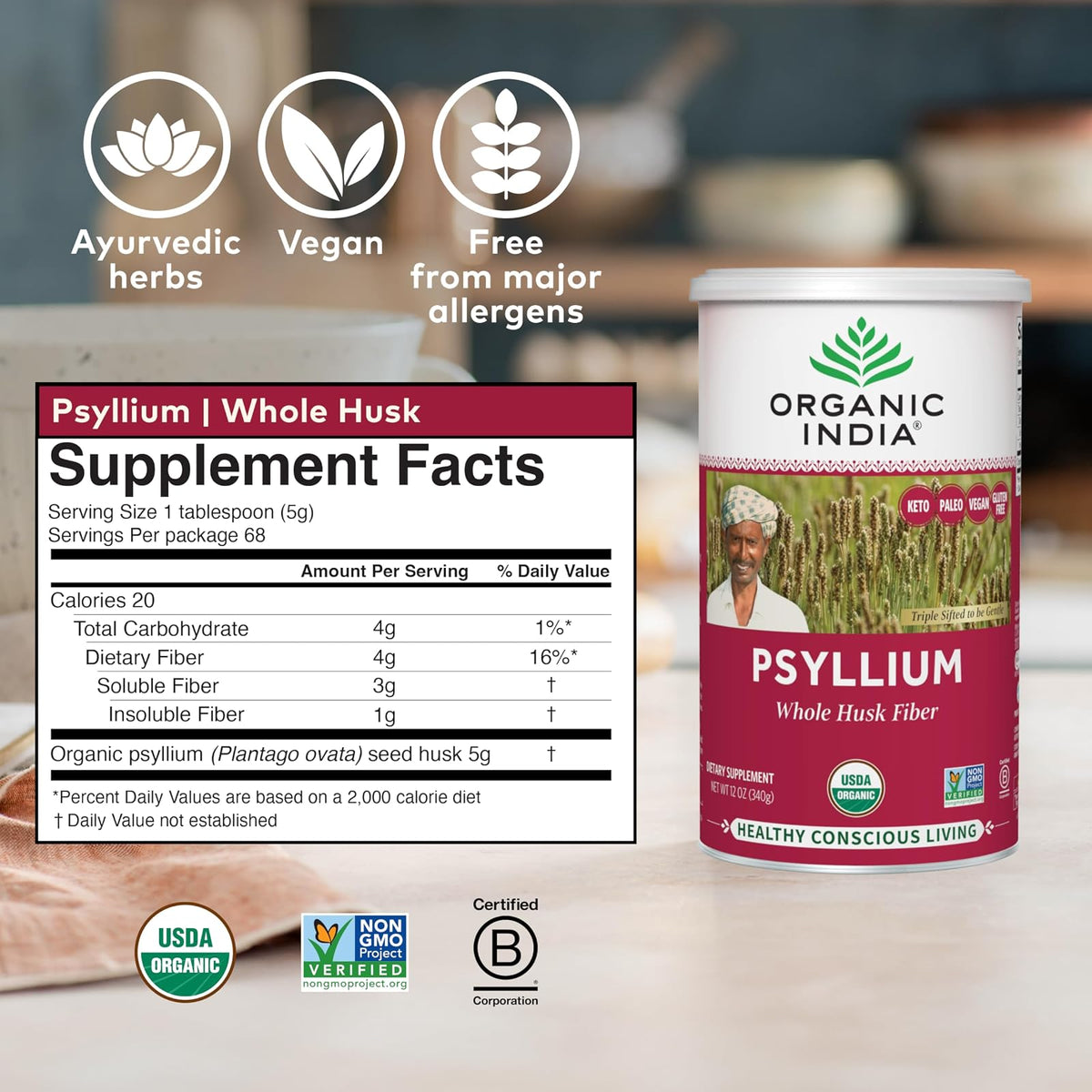 Organic psyllium husk for smoothies