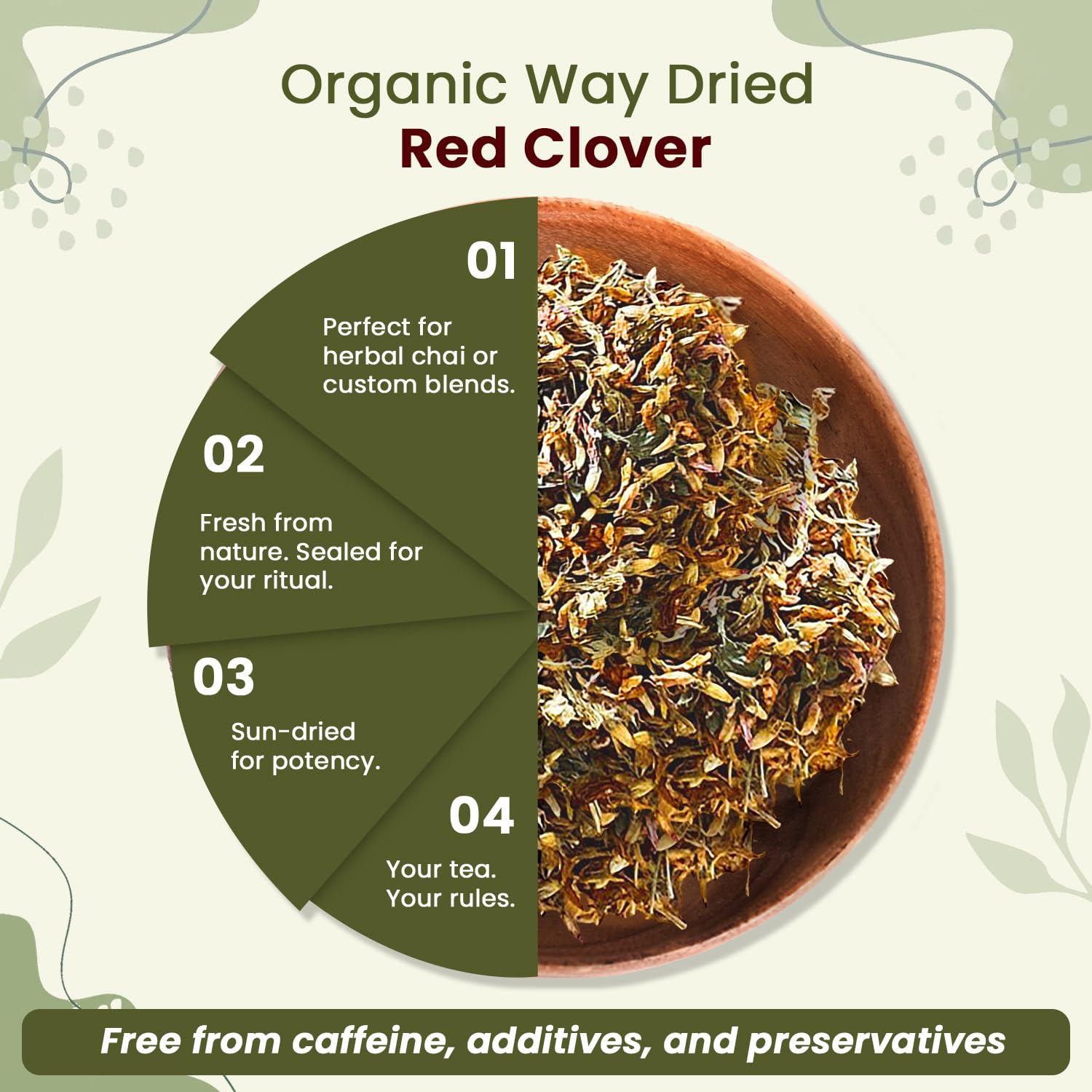 Organic red clover tea infusion