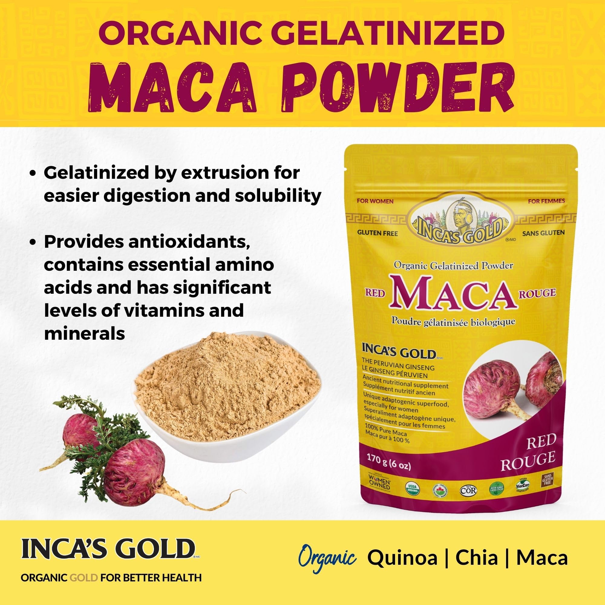 Organic red maca for vitality