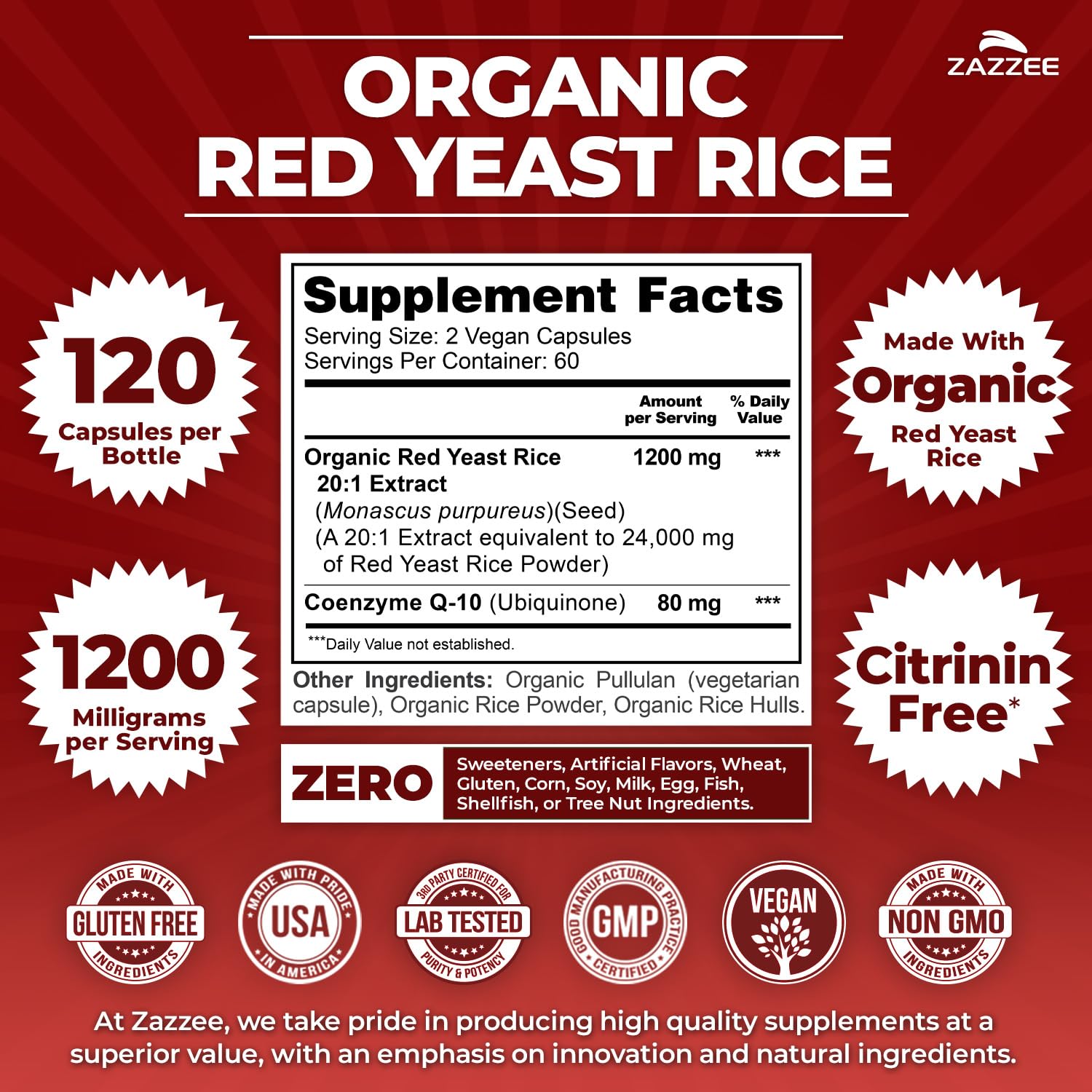Organic red yeast rice capsules
