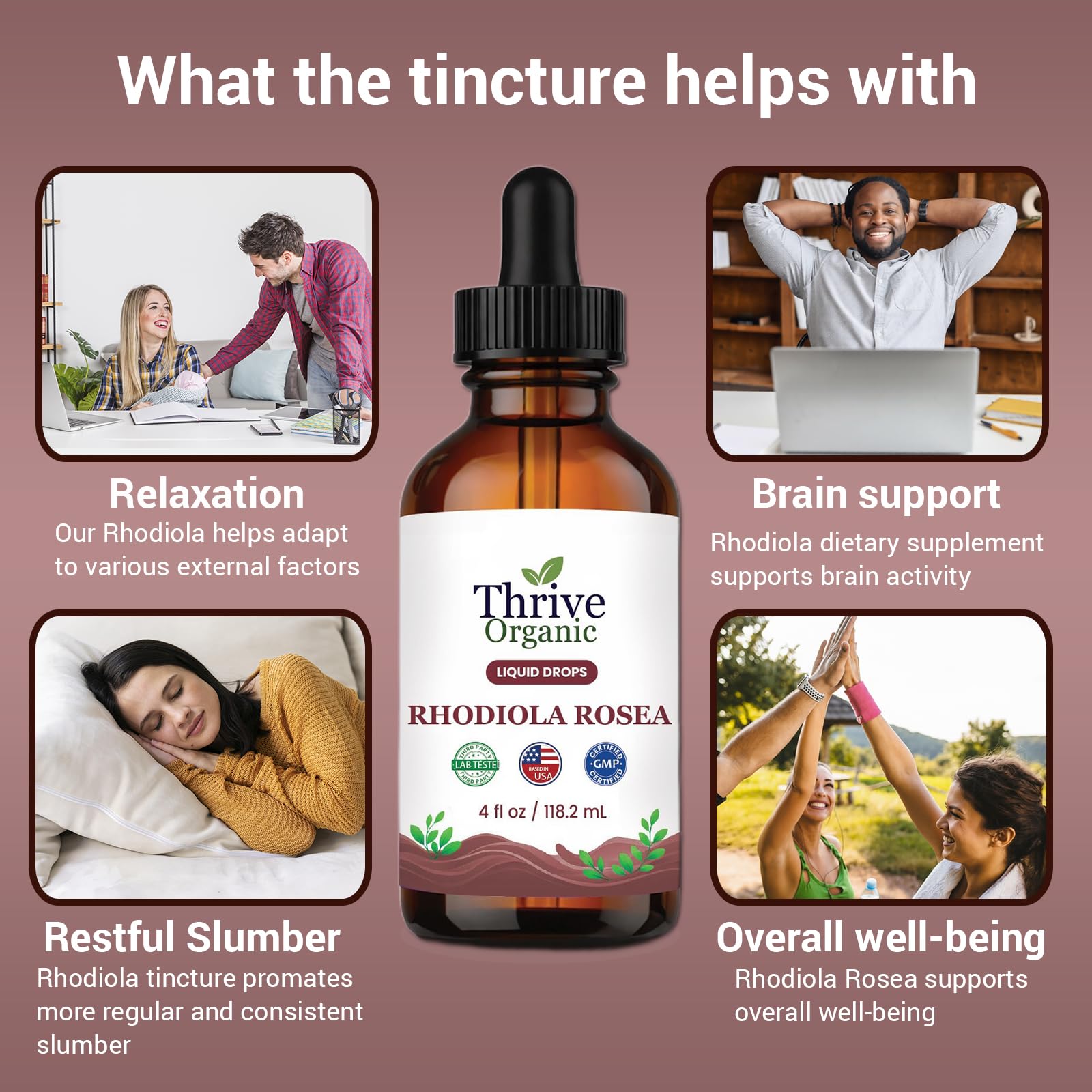 Organic Rhodiola drops for stress relief