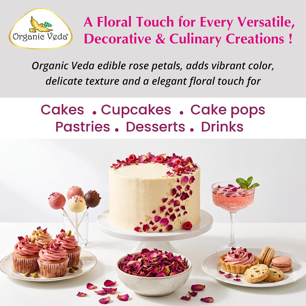 Organic rose petals for refreshing green tea