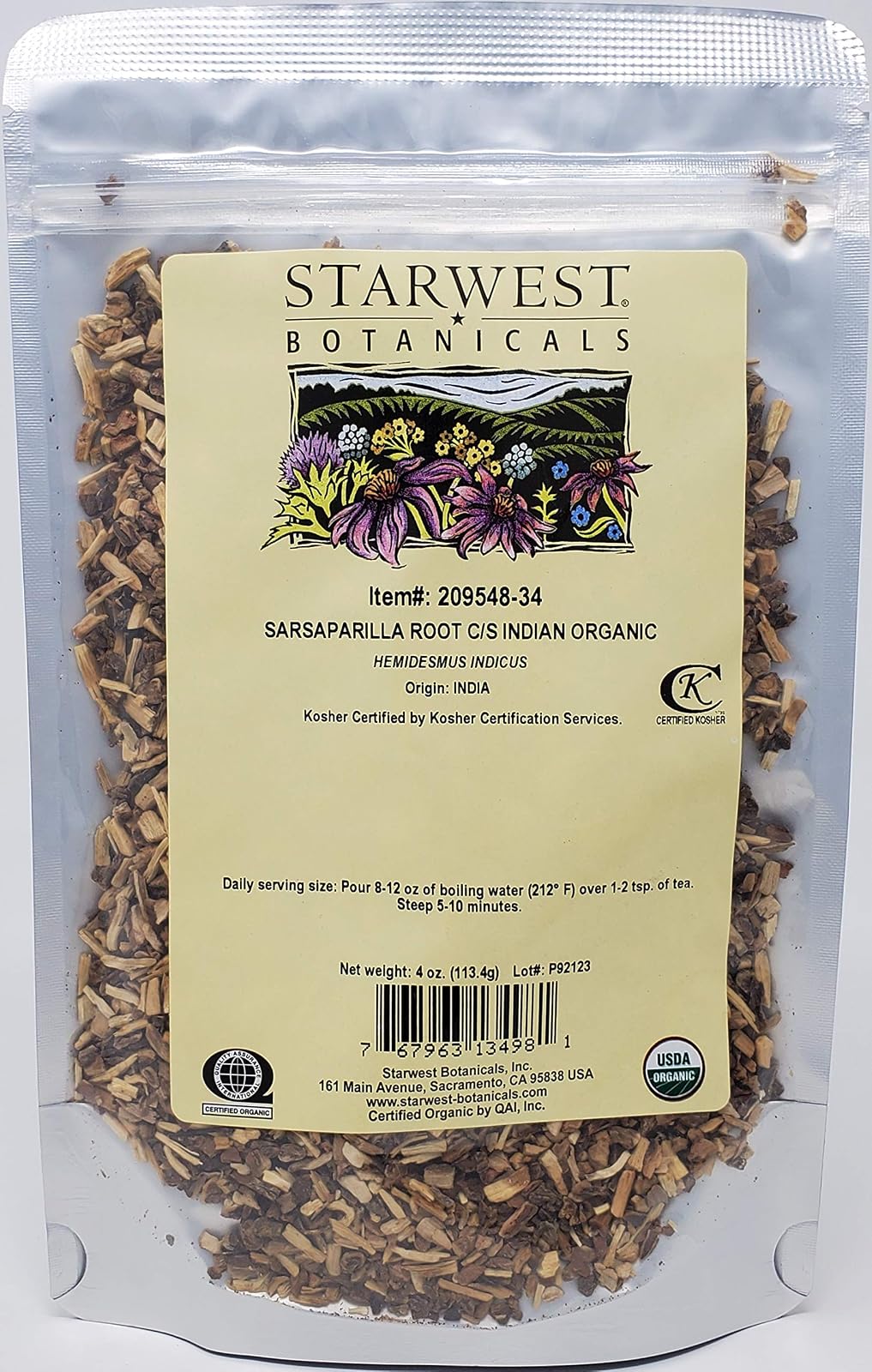 organic sarsaparilla root for herbal tea
