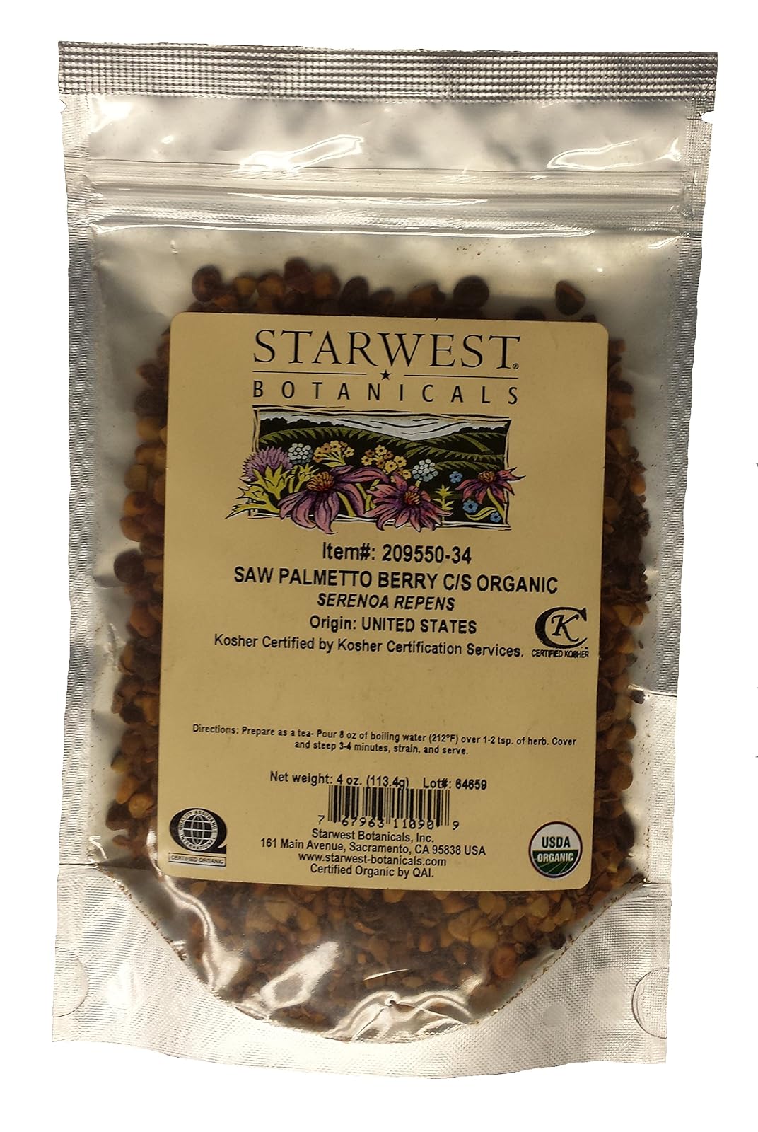 organic saw palmetto cut and sifted